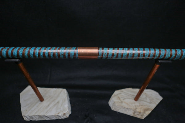 Copper Flute #BF0023 in Turquoise Spiral | Bass F - RÄUM Music